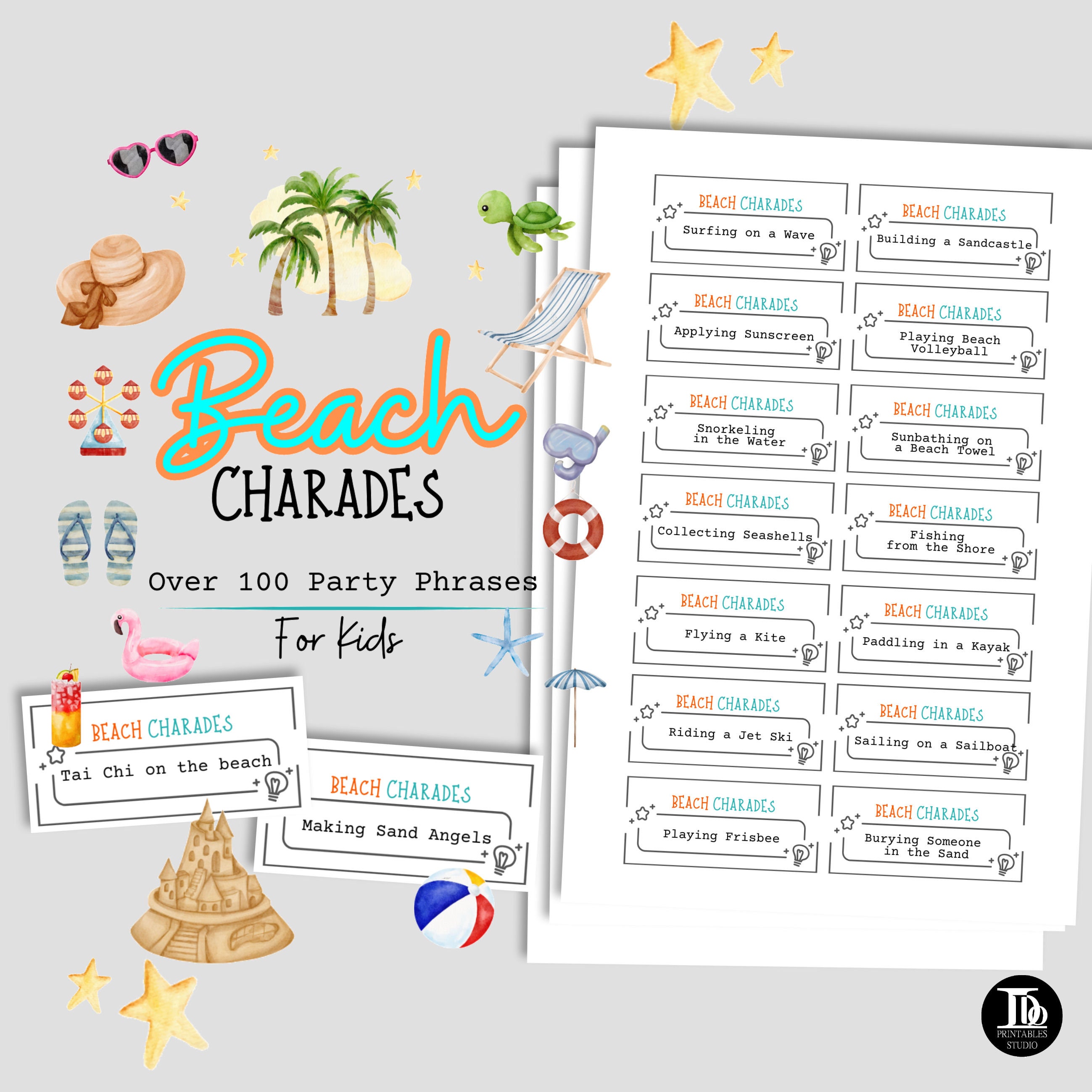 Beach Charades Game for Kids Boredom Buster Activity Summer Holiday ...
