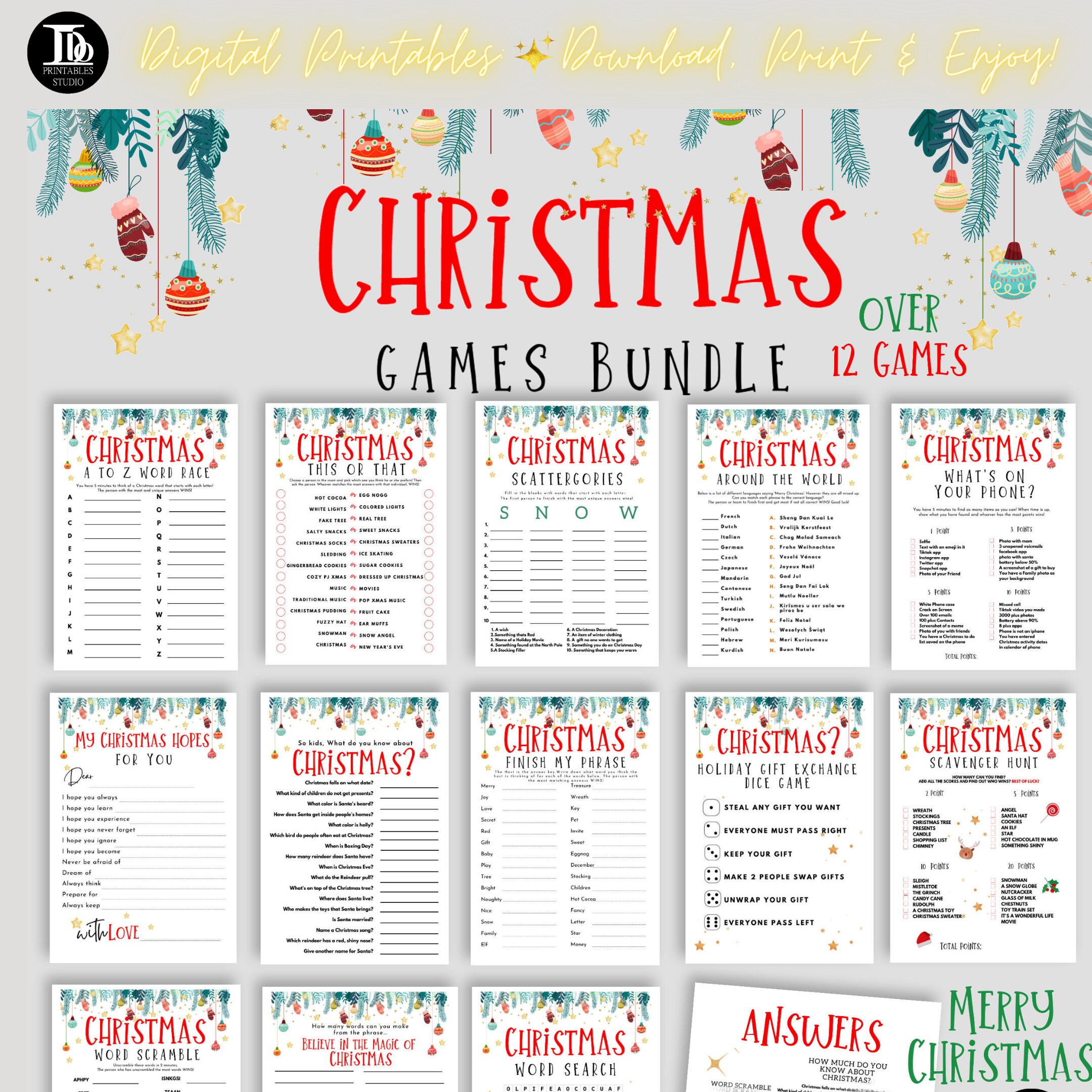 Christmas Game Bundle Family Christmas Games Christmas Trivia Pub Quiz ...