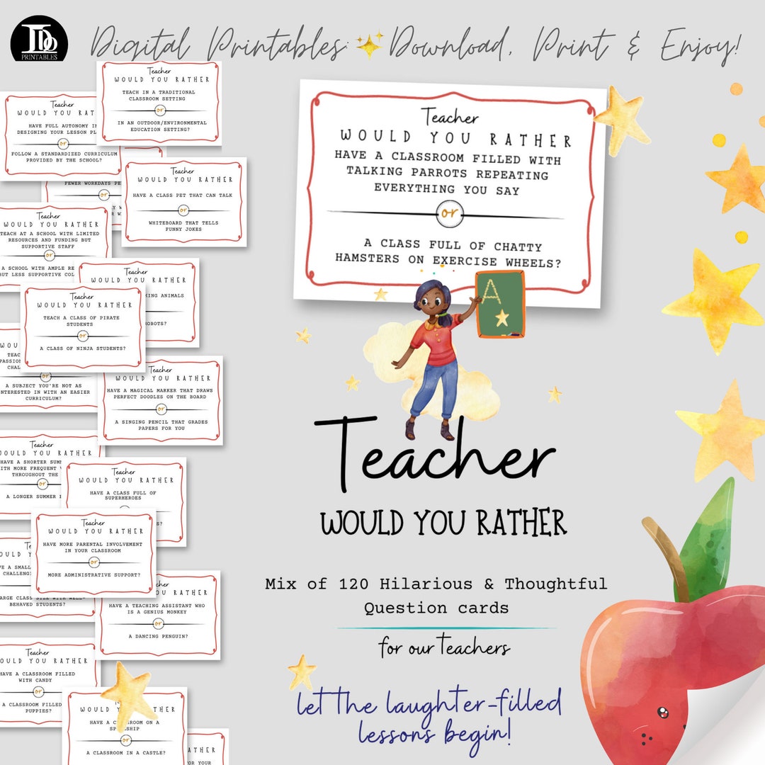 Teacher Party Icebreakers | Teacher's Funny Teambuilding Would You ...