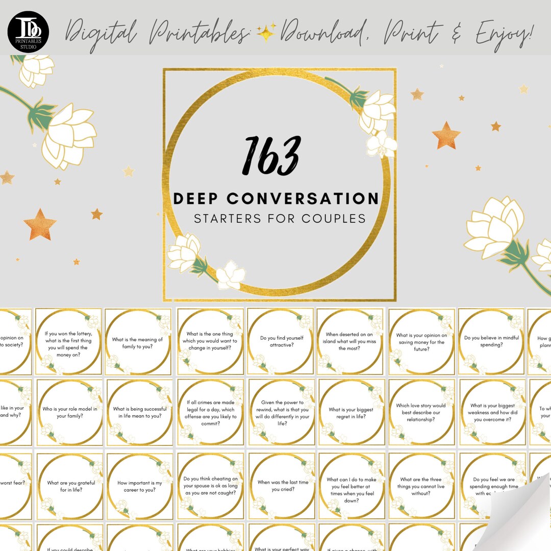 Printable Deep Conversation Starter Question Cards For Couples