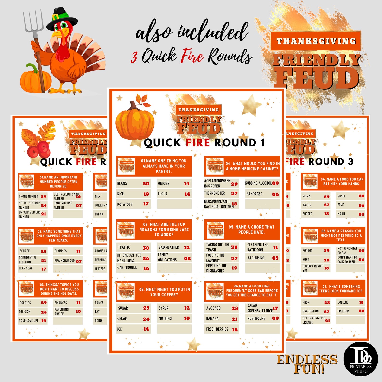 Thanksgiving Friendly Feud Family Trivia Thanksgiving - Etsy UK