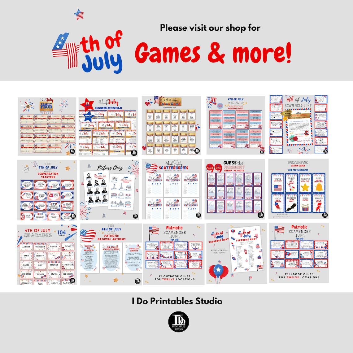 Printable 4th of July Who Am I Game Cards / Family Party Game ...