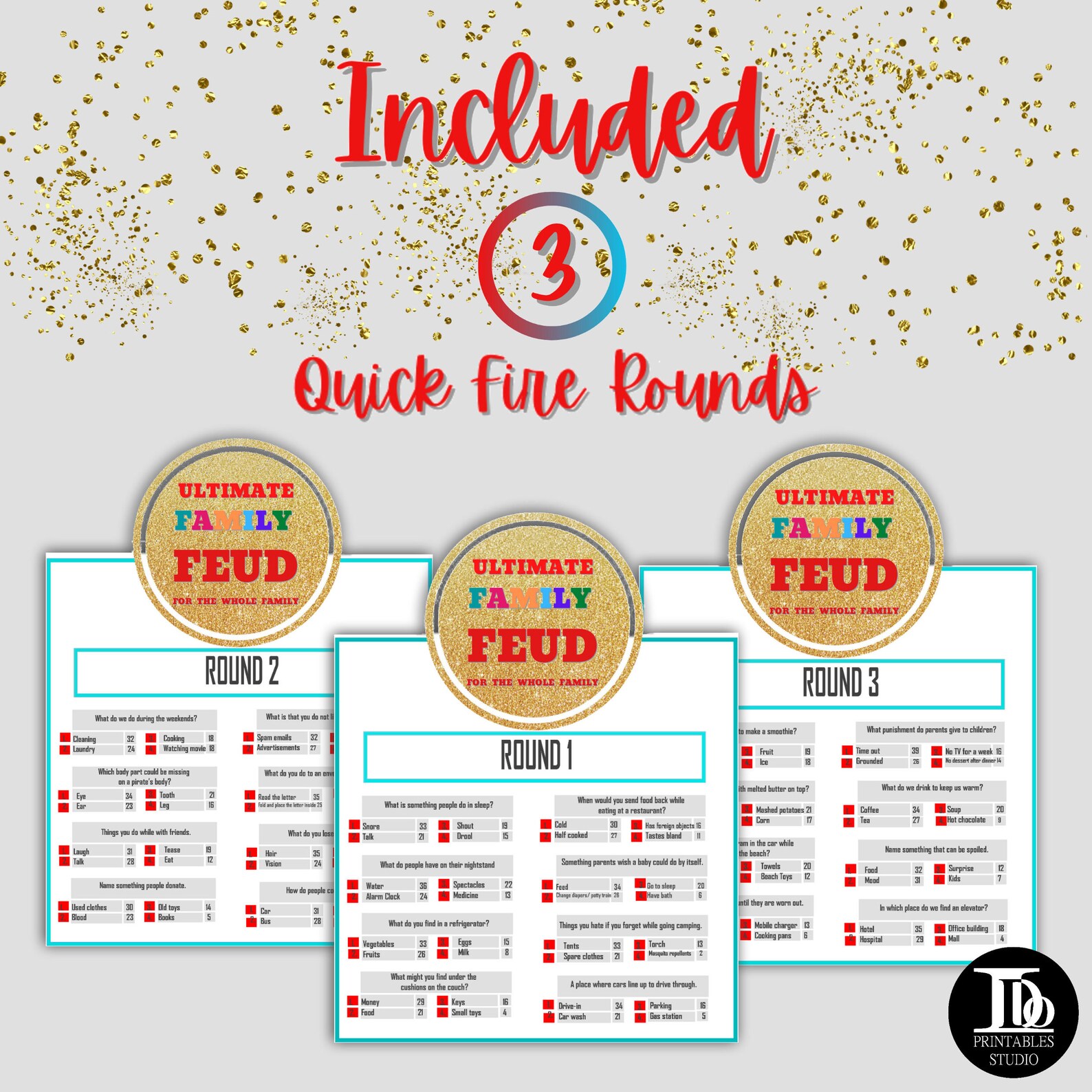 Family Friendly Feud Quiz Printable / Ultimate Trivia Quiz / | Etsy