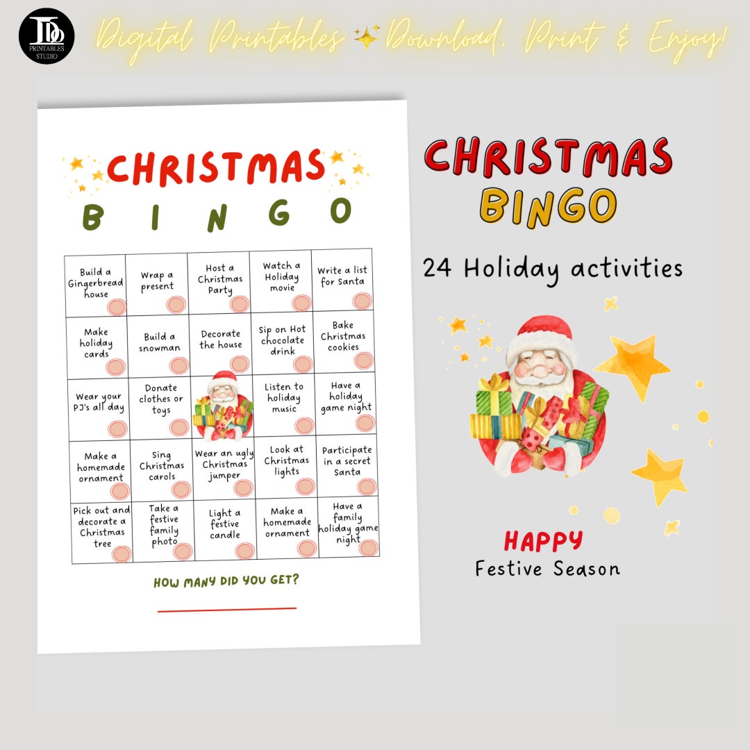 Printable Christmas Bingo | Countdown to Christmas Challenge | Advent ...