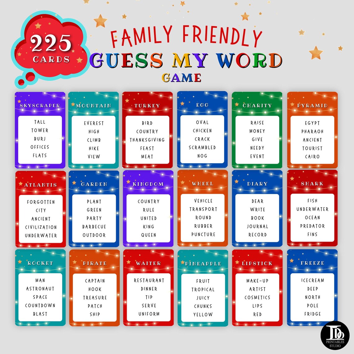 Family Friendly Guess My Word Game Family Game Night Etsy Family Friendly Guess My Word Game Family Game Night Etsy