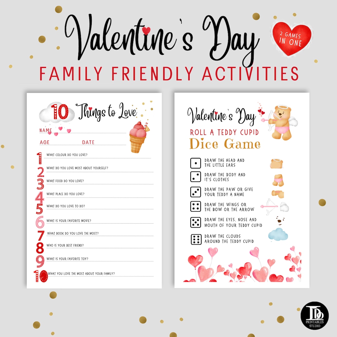Family Friendly Valentine's Day Activity Sheets 2 in 1 | Valentine's ...