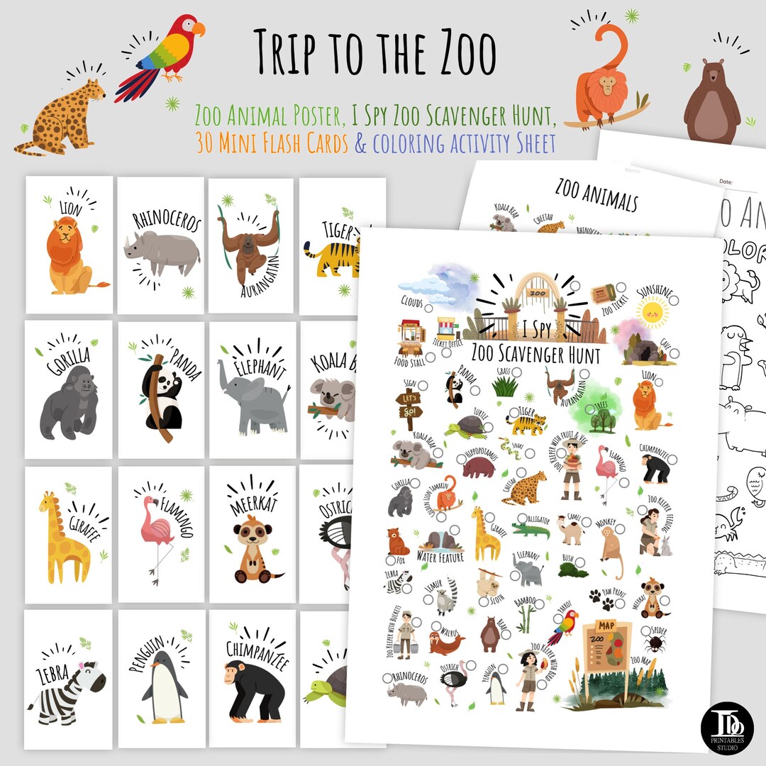 Zoo Animal Scavenger Hunt Bundle Safari Zoo Themed I Spy - Etsy