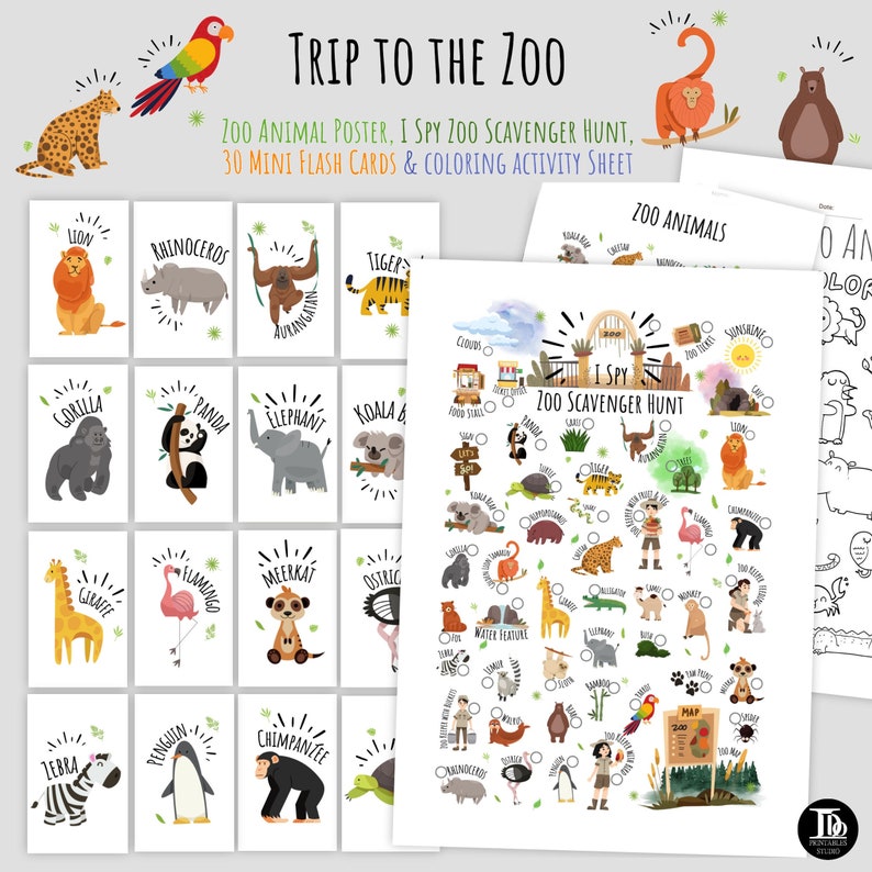 Zoo Animal Scavenger Hunt Bundle Safari Zoo Themed I Spy - Etsy