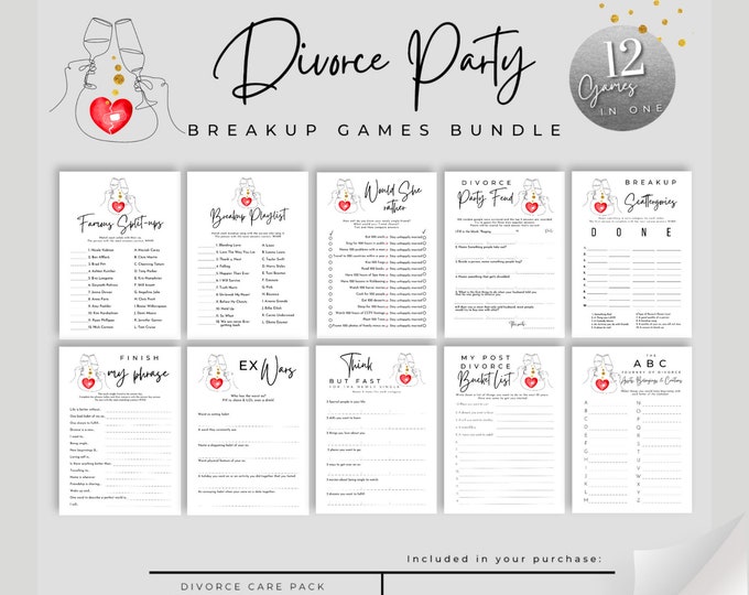Breakup Party Games Bundle Printable Breakup Games Divorce Newly Single ...