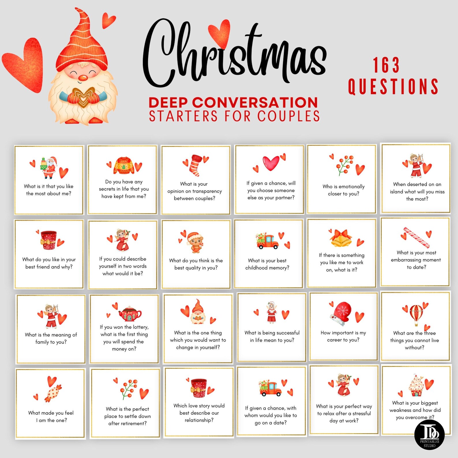 Christmas Deep Conversation Starters for Couples Stocking - Etsy