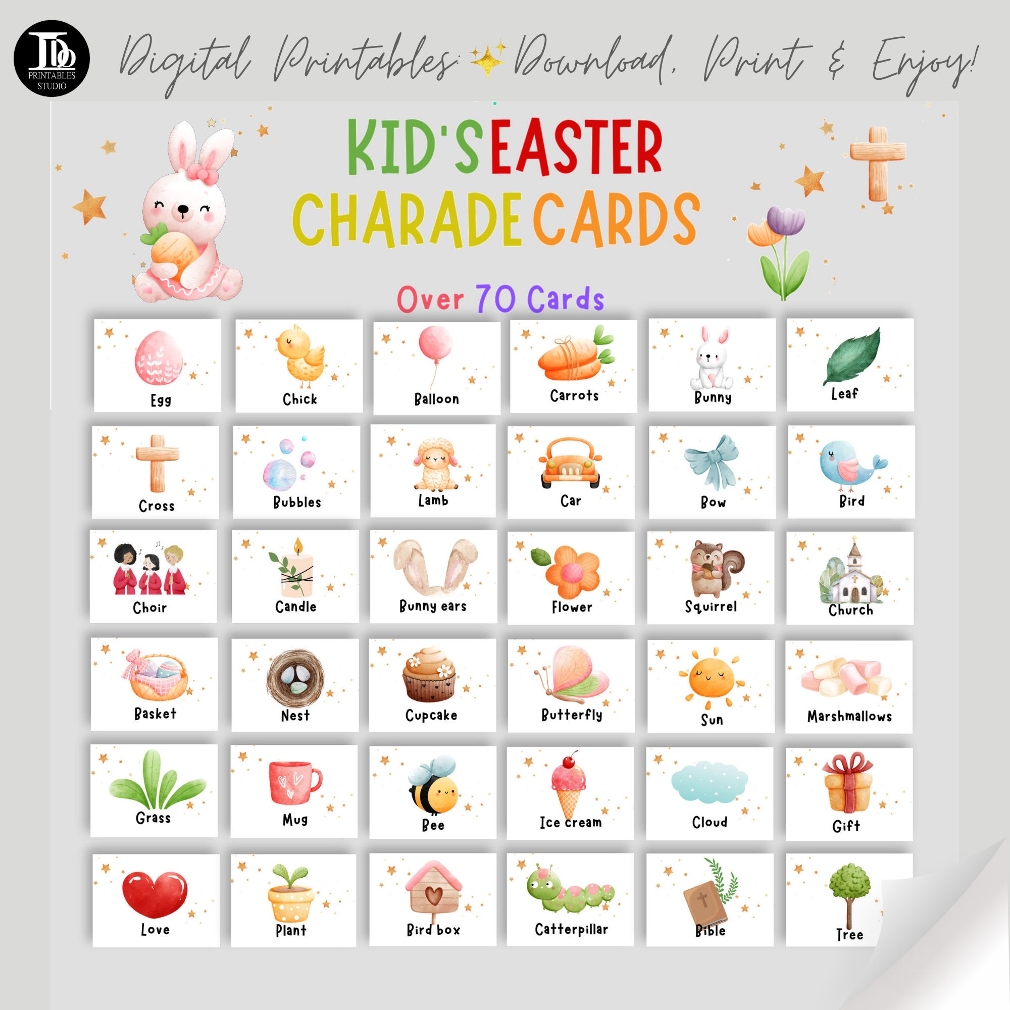 Easter Charades Game for Kids | Toddler Games | Preschool Card Game ...