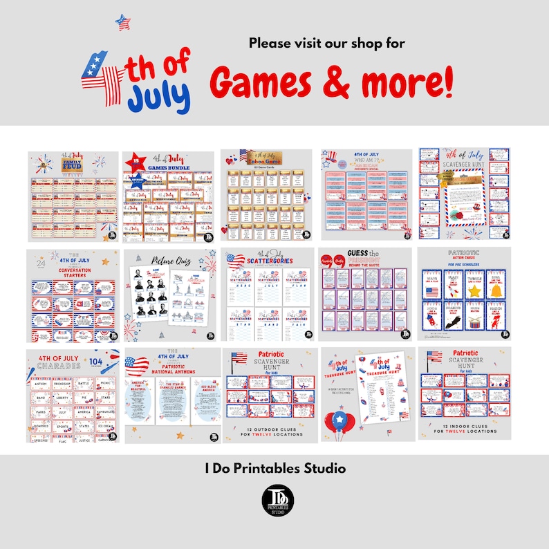 Printable 4th of July Charade Cards / Family Games Night / Family ...