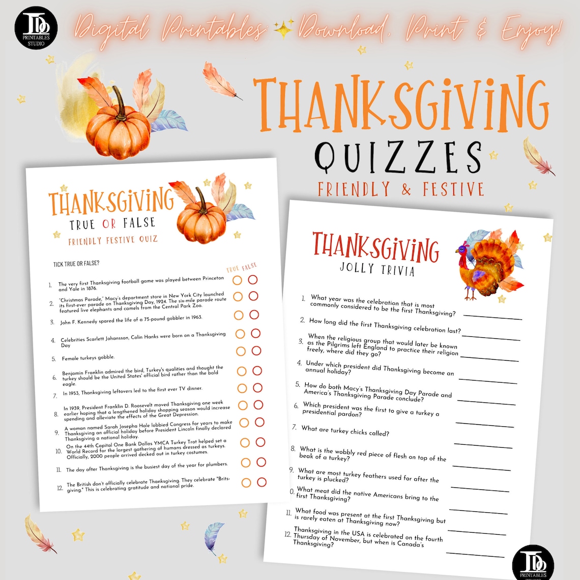 Thanksgiving Party Quizzes Thanksgiving Family Dinner Trivia Pub Quiz ...