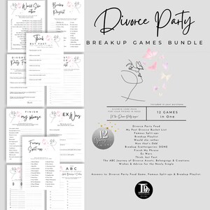 Printable Divorce Party Games Bundle | Breakup Party Games | Breakup ...