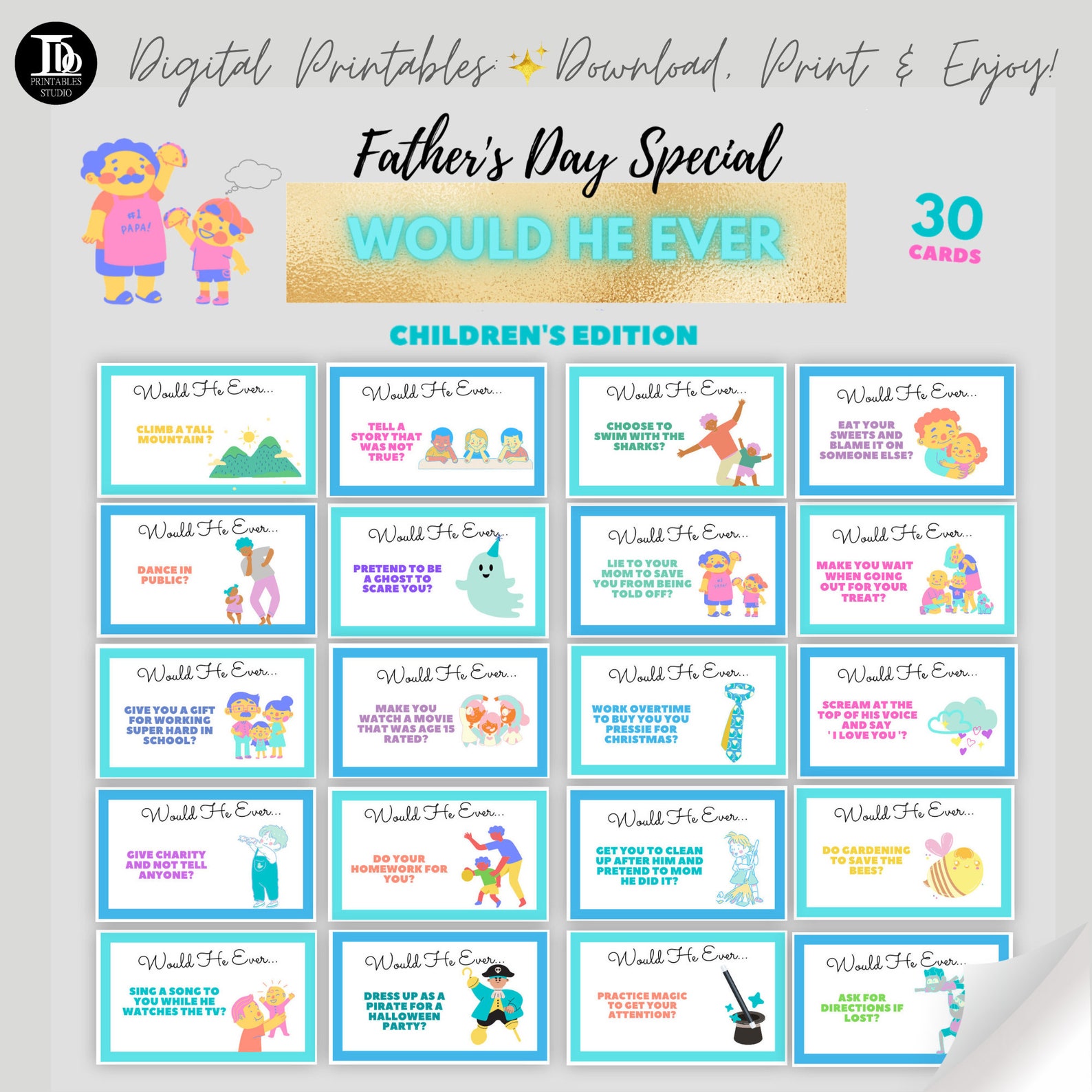 Father's Day Game for Kids / Children's Fun Activity / Kids Party Game ...