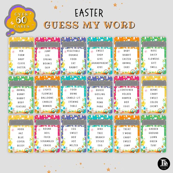 Printable Easter Word Game Cards Family Activity Game - Etsy