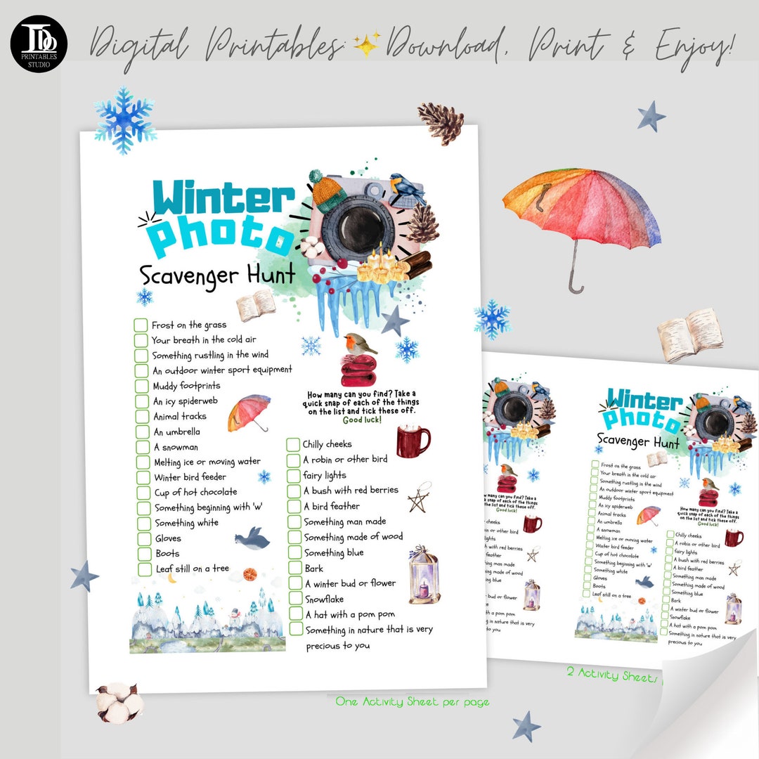 Winter Photo Scavenger Hunt for Kids | Cool Treasure Hunt | December ...