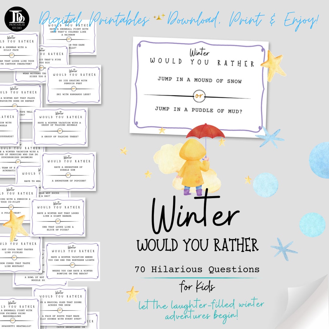 Winter Would You Rather Question Cards for Kids Seasonal Icebreakers ...