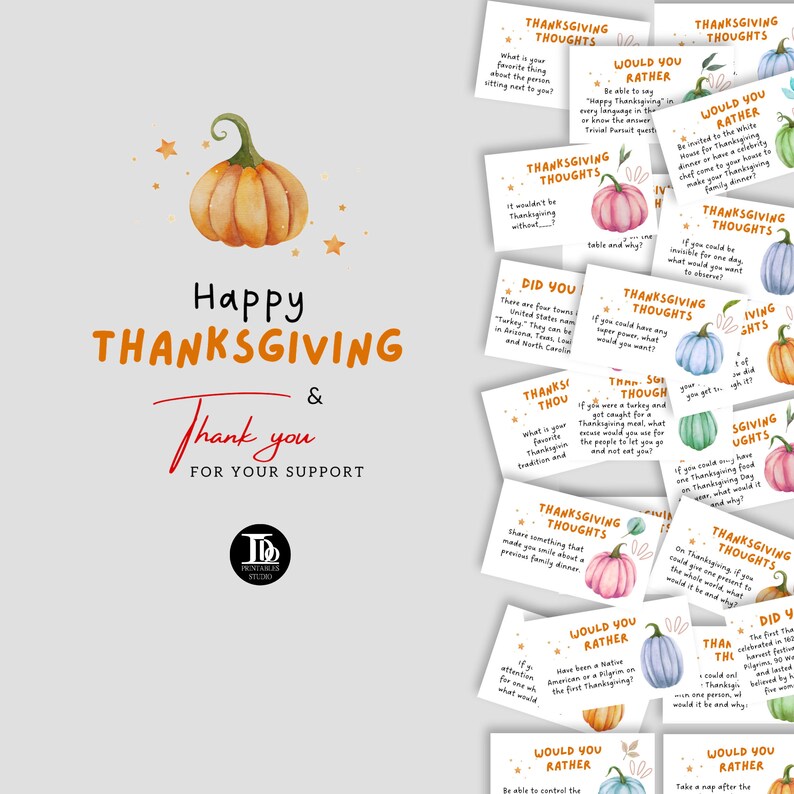 100 Thanksgiving Conversation Cards Family Friendly - Etsy
