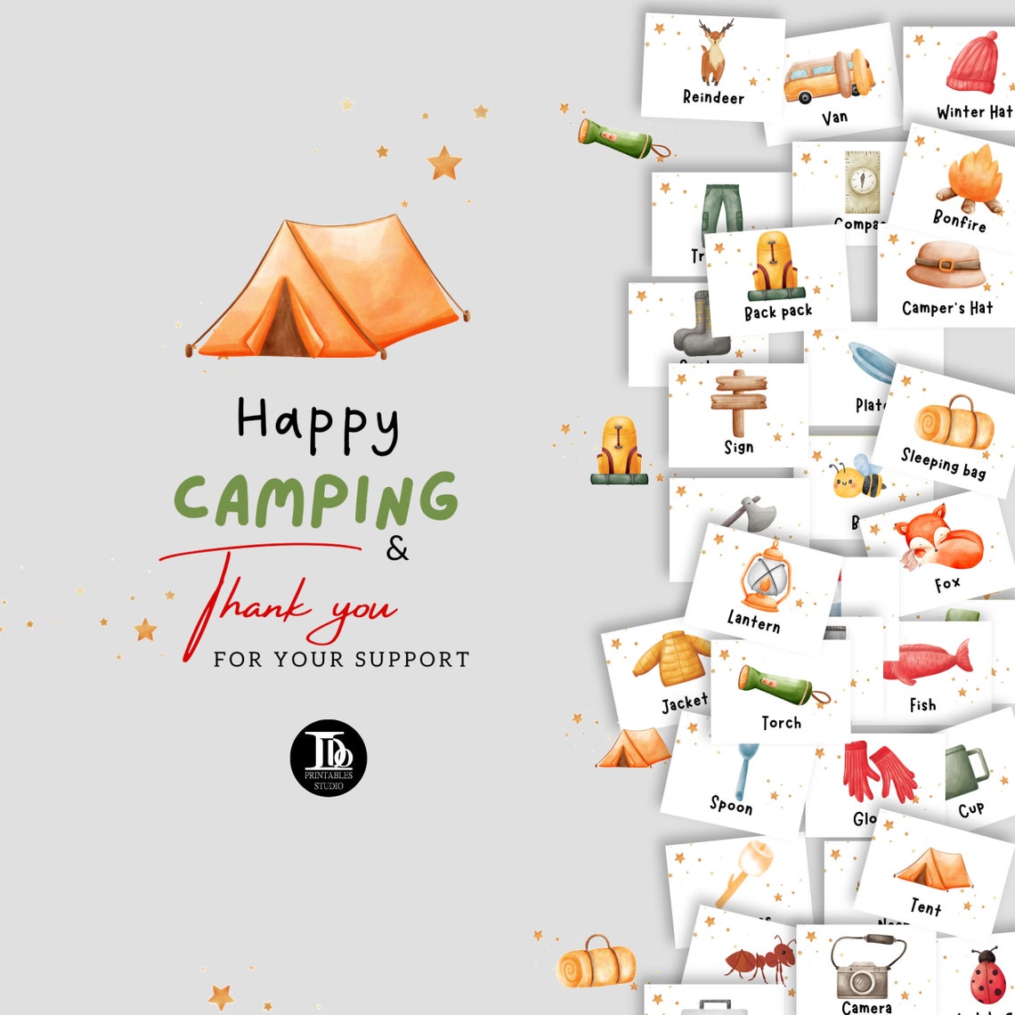 Camping Charades Game for Kids Printable Memory Game - Etsy