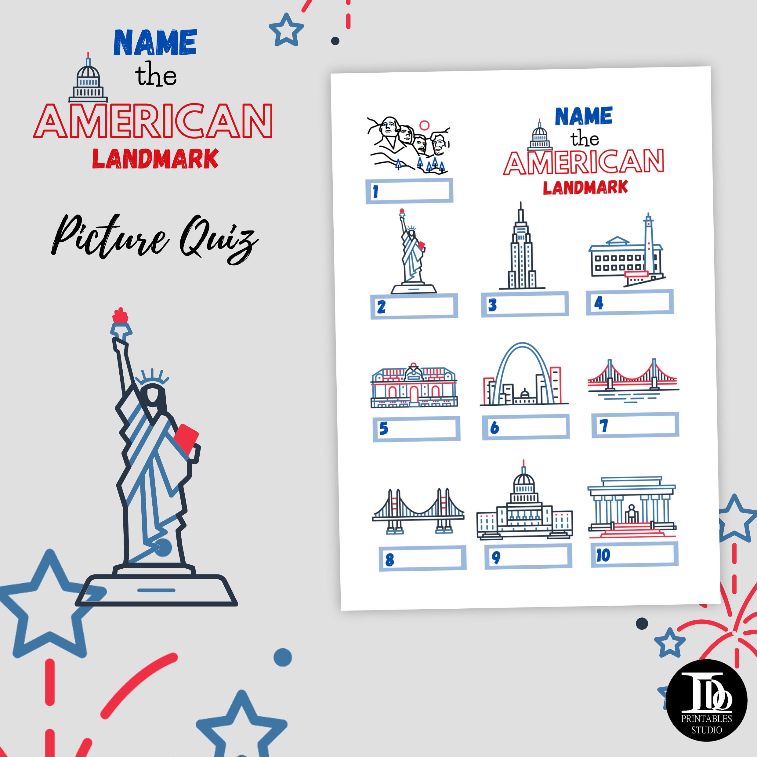 Printable American Picture Quiz Bundle / Name the American Landmark ...