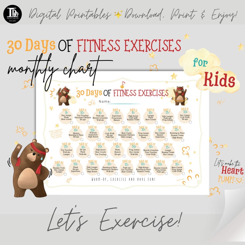 30 Days of Fitness Exercises for Kids | Home School Sport Ideas ...