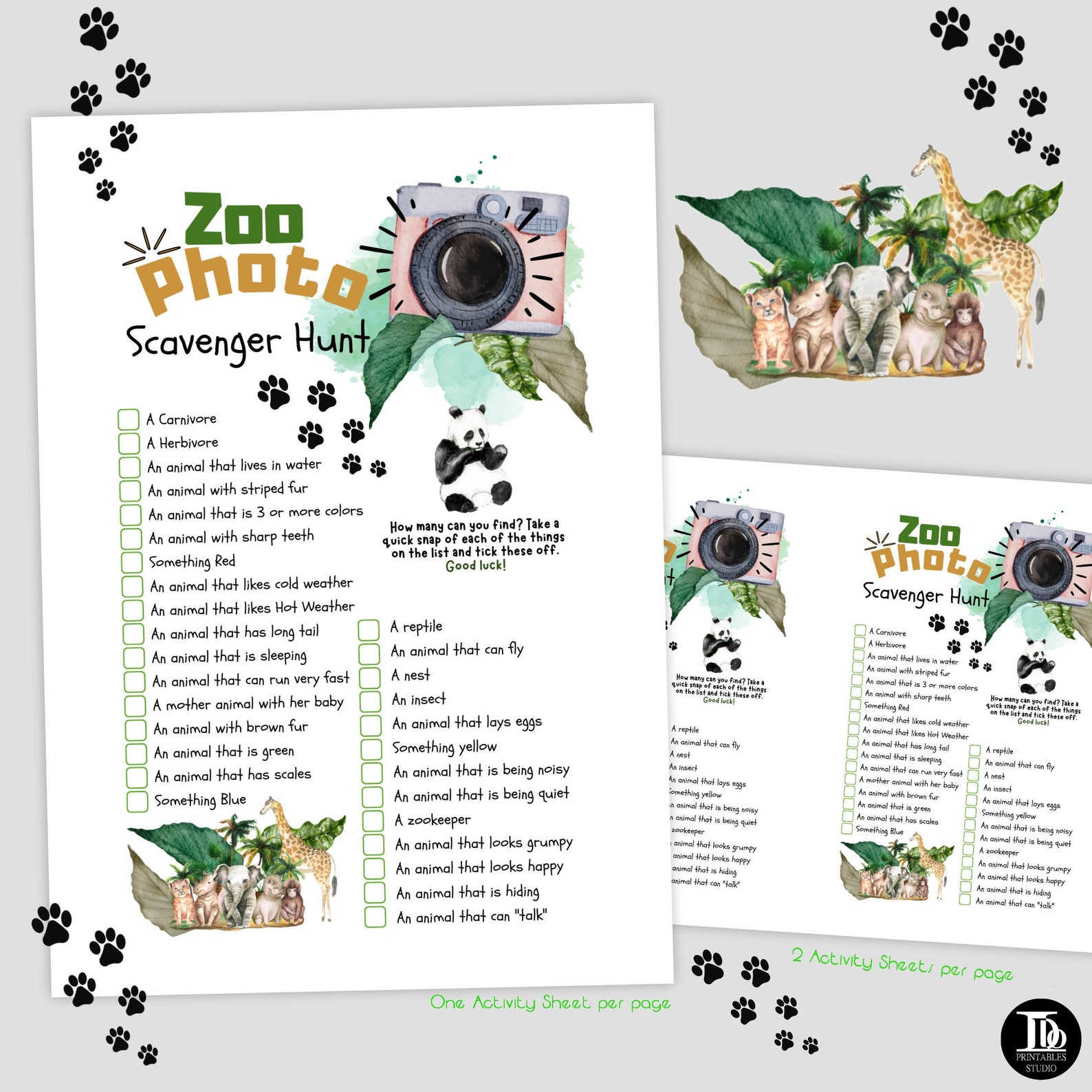 Zoo Photo Scavenger Hunt Family Trip to the Zoo Printable - Etsy