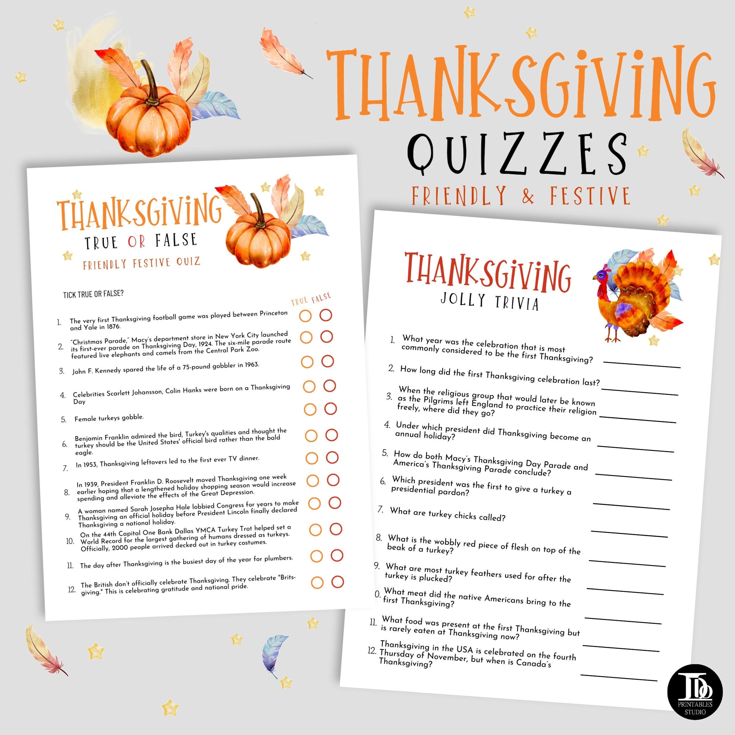 Thanksgiving Party Quizzes Thanksgiving Family Dinner Trivia - Etsy
