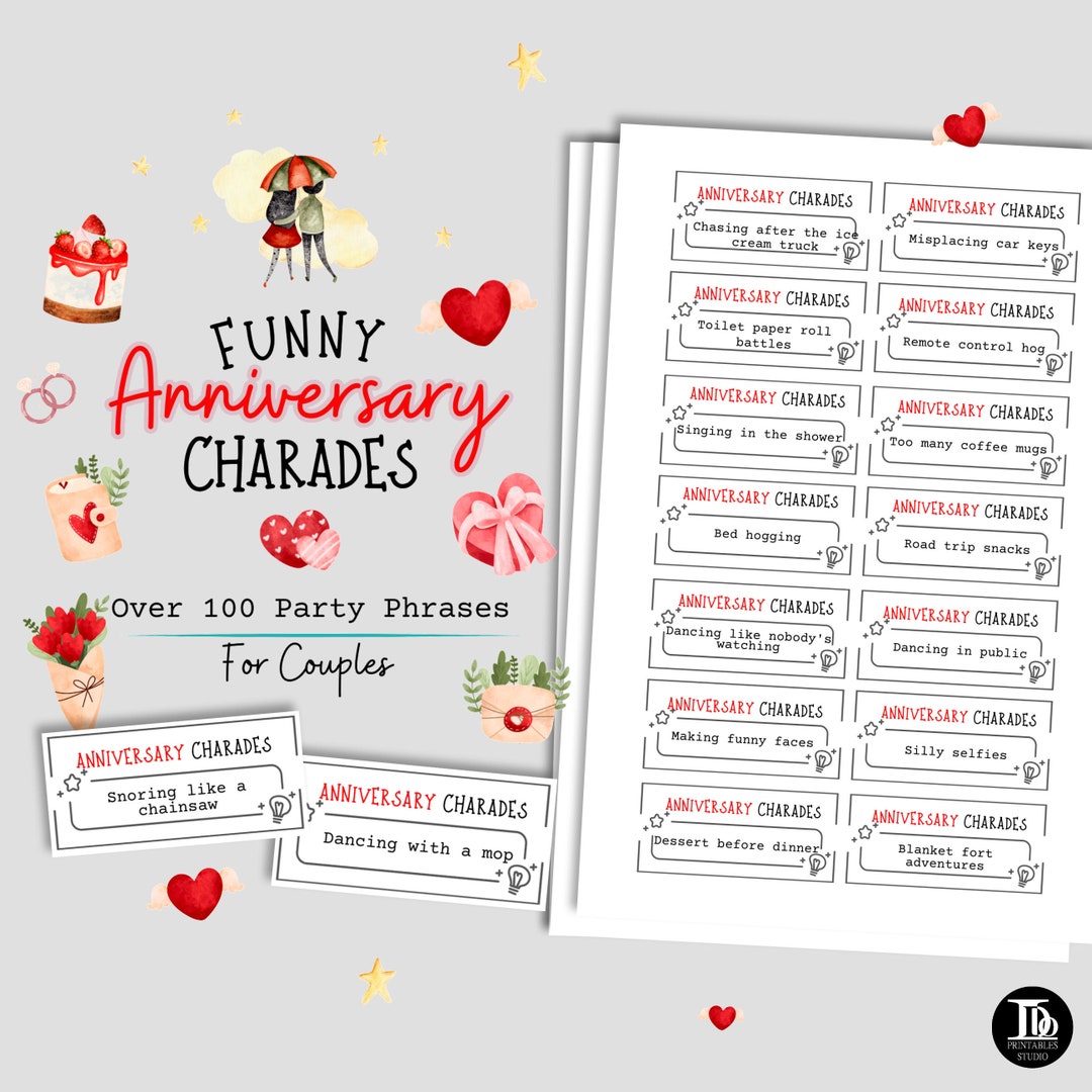 Anniversary Charades Game for Couples Date Night Activity Girlfriend ...