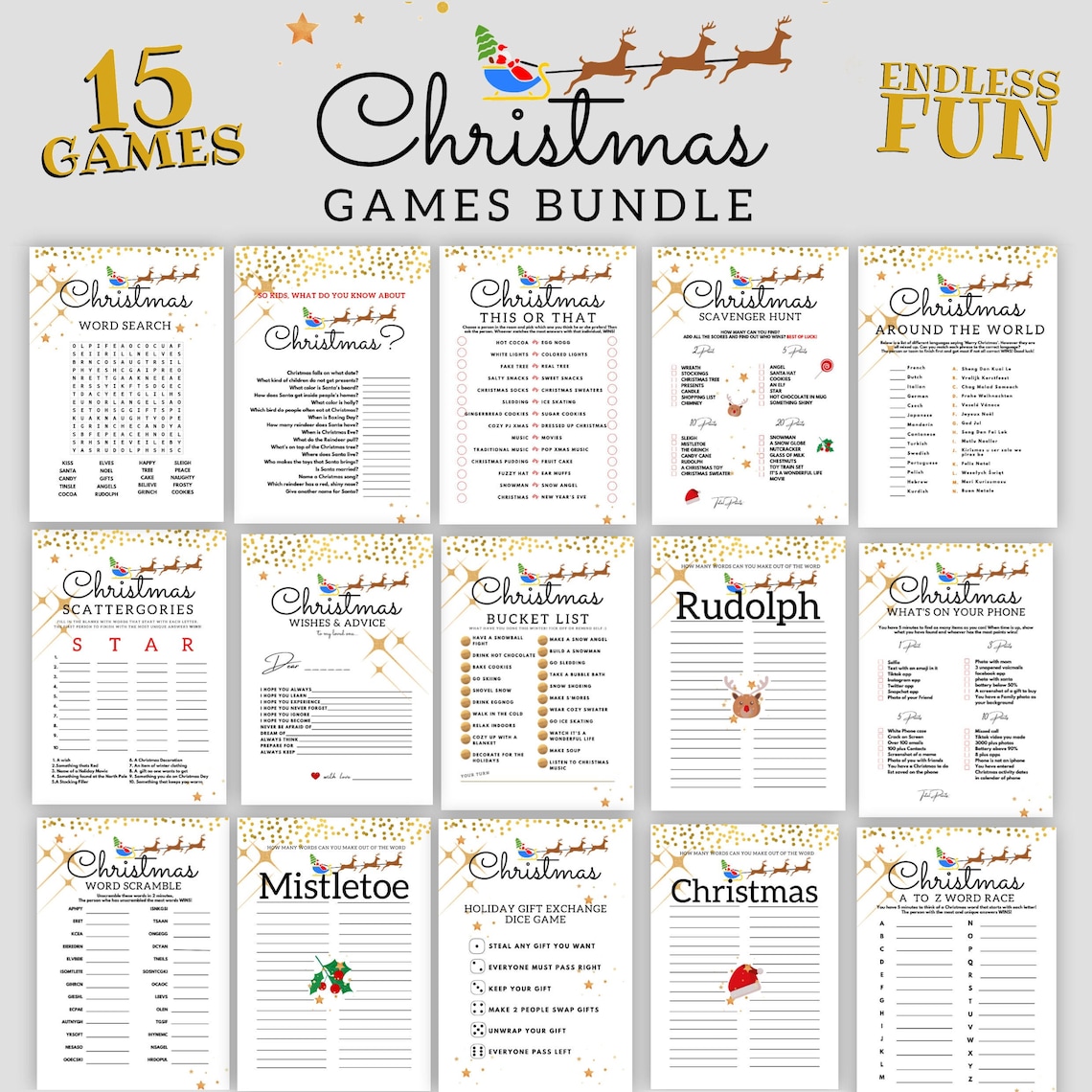 Christmas Game Bundle Family Christmas Games Christmas | Etsy UK