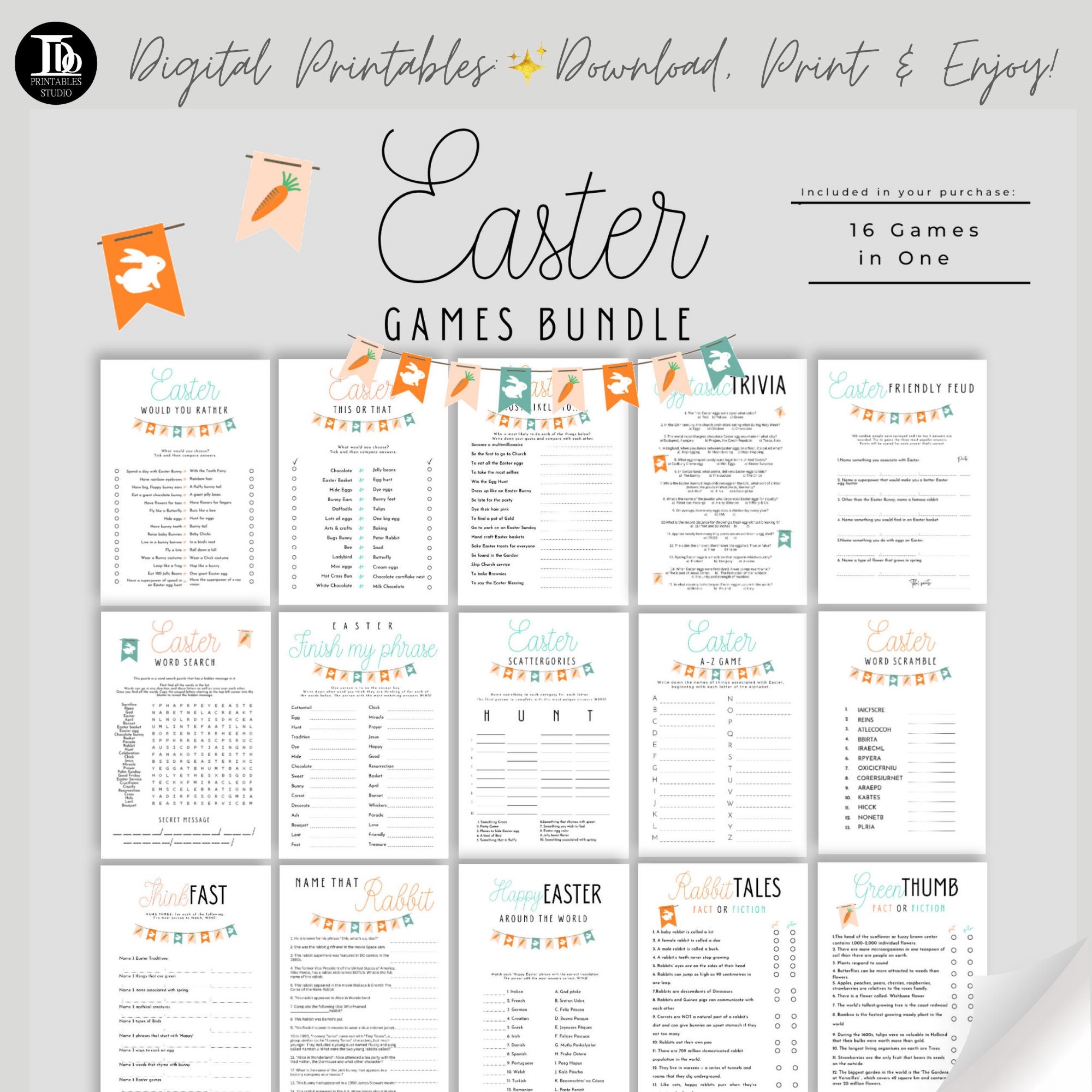 Printable Easter Games Bundle Family Easter Games Easter Party ...