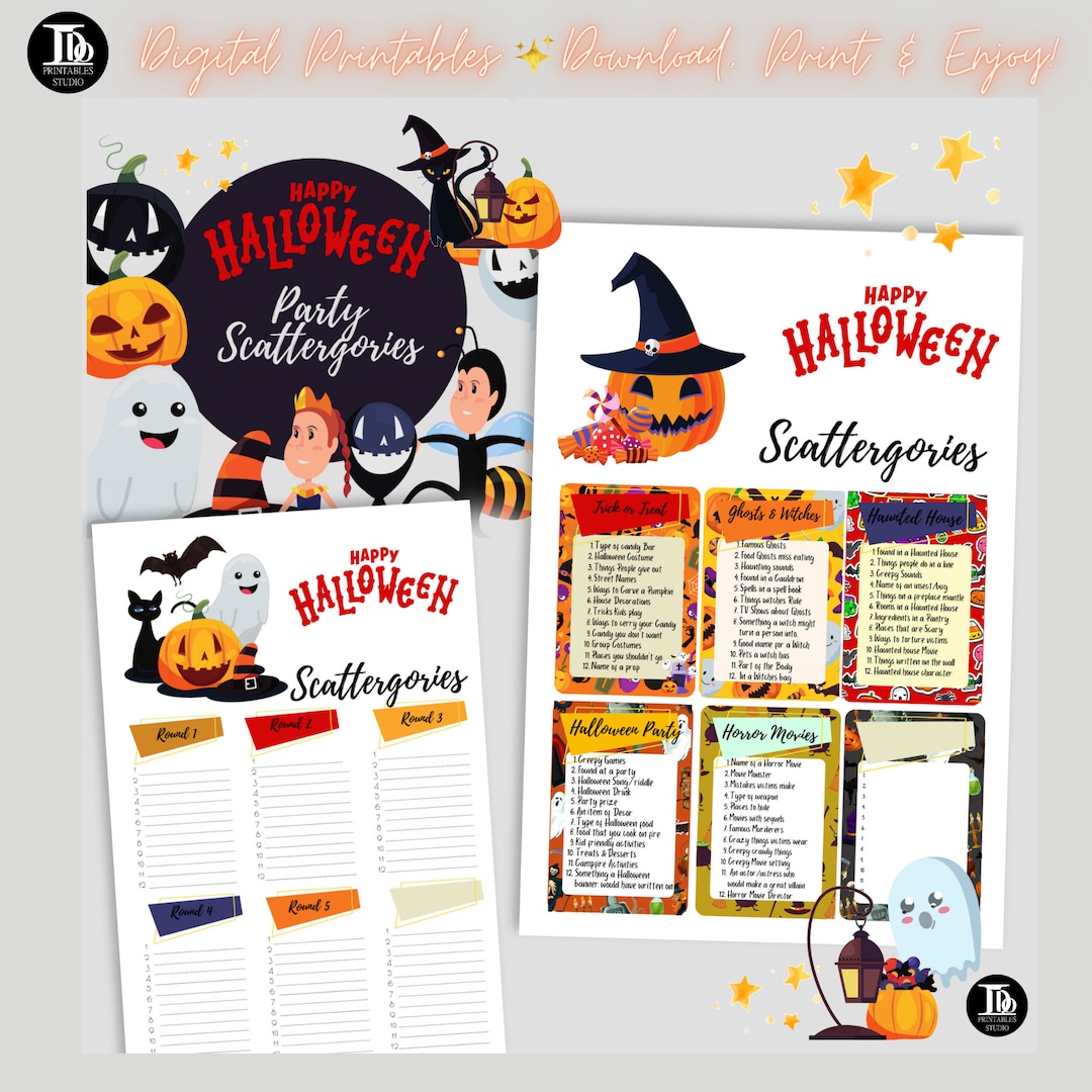Halloween Party Scattergories Printable Game | Family Friendly Holiday ...