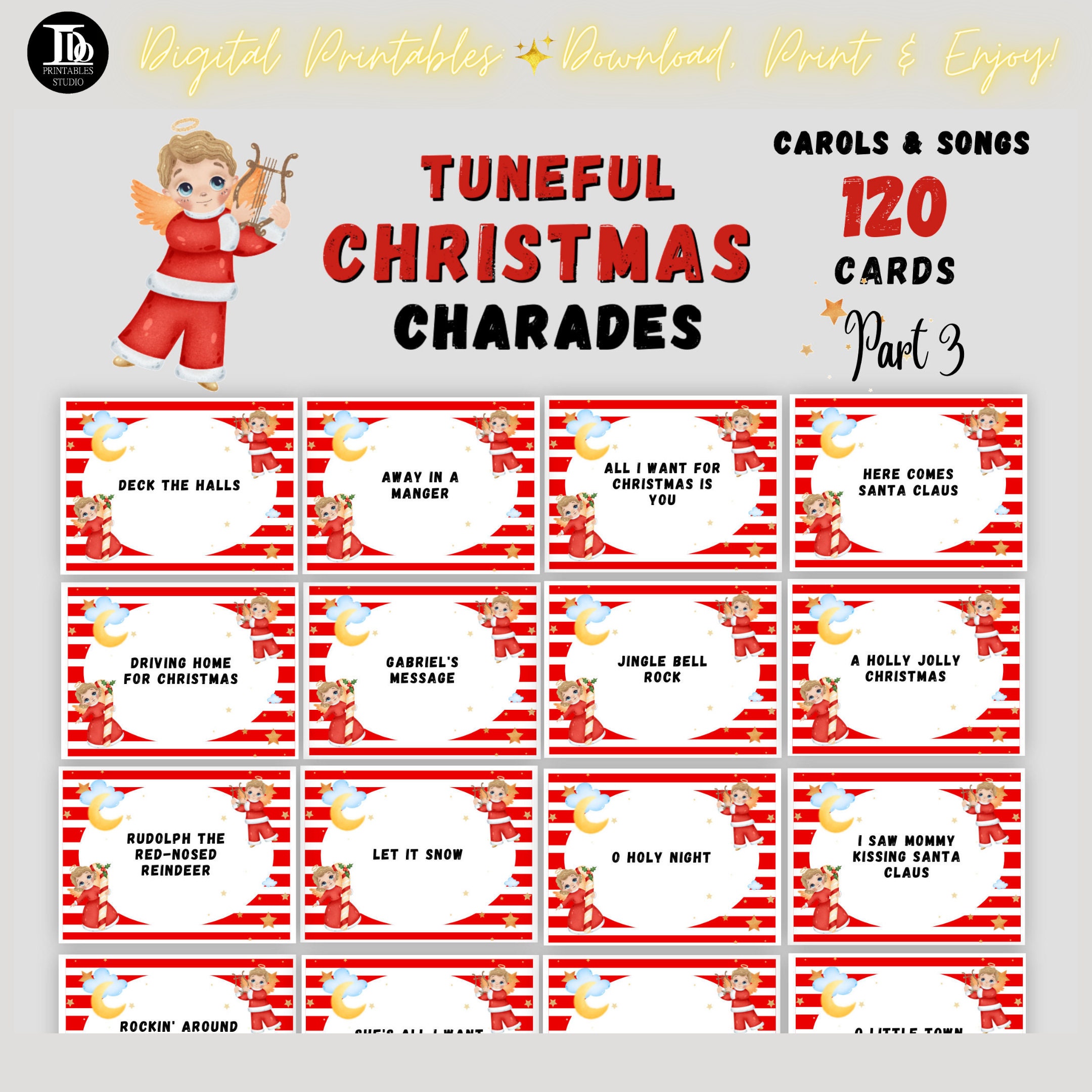 Family Xmas Charades Game | Carols and Songs Game | Pictionary Party ...