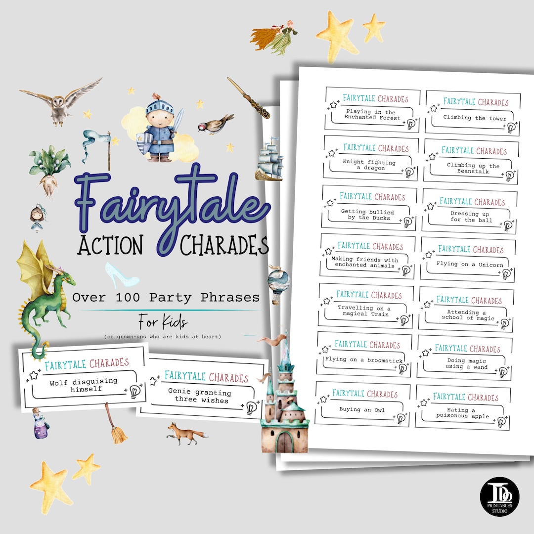 Fairy Tale Action Charades Game for Kids | Birthday Games for Girls and ...