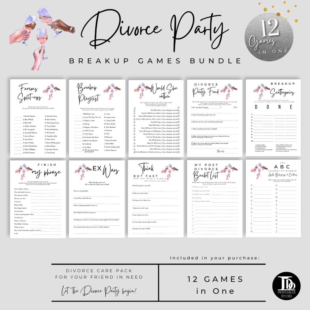 Breakup Party Celebration Games Bundle Divorce Party Games - Etsy