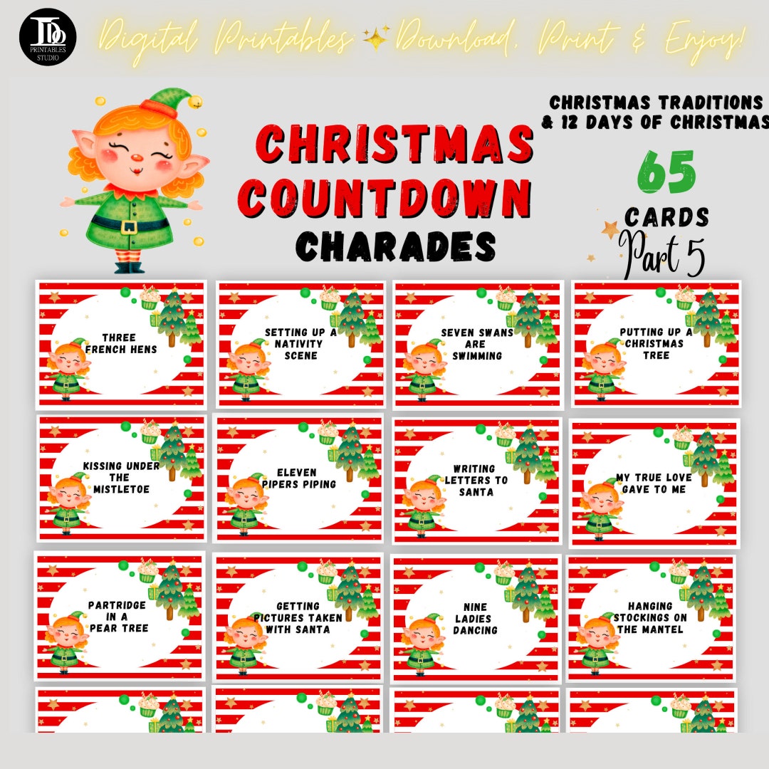 Christmas Countdown Charades Family Friendly Games Night | Advent Games ...