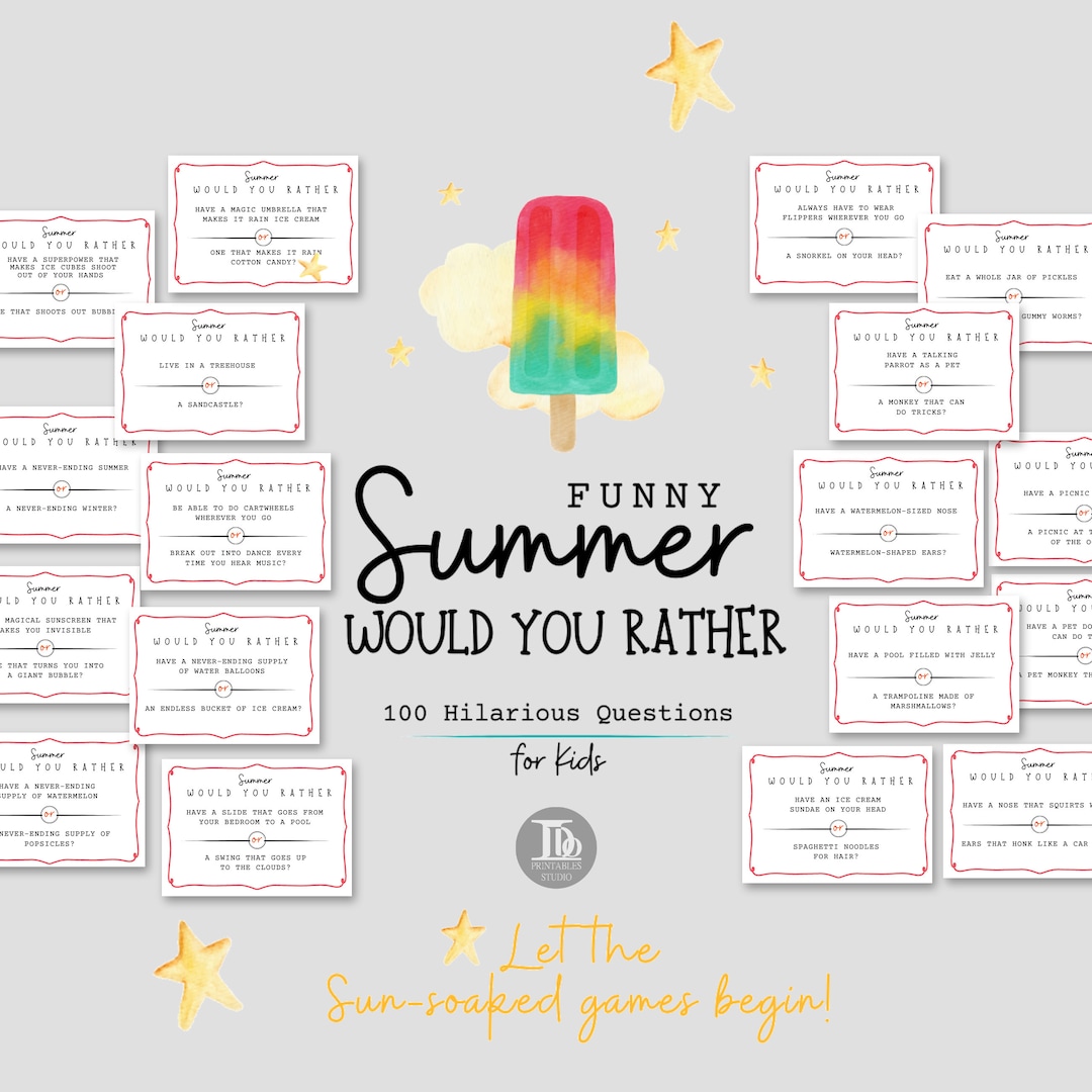 Summer Would You Rather Question Cards for Kids | Summer Holidays ...