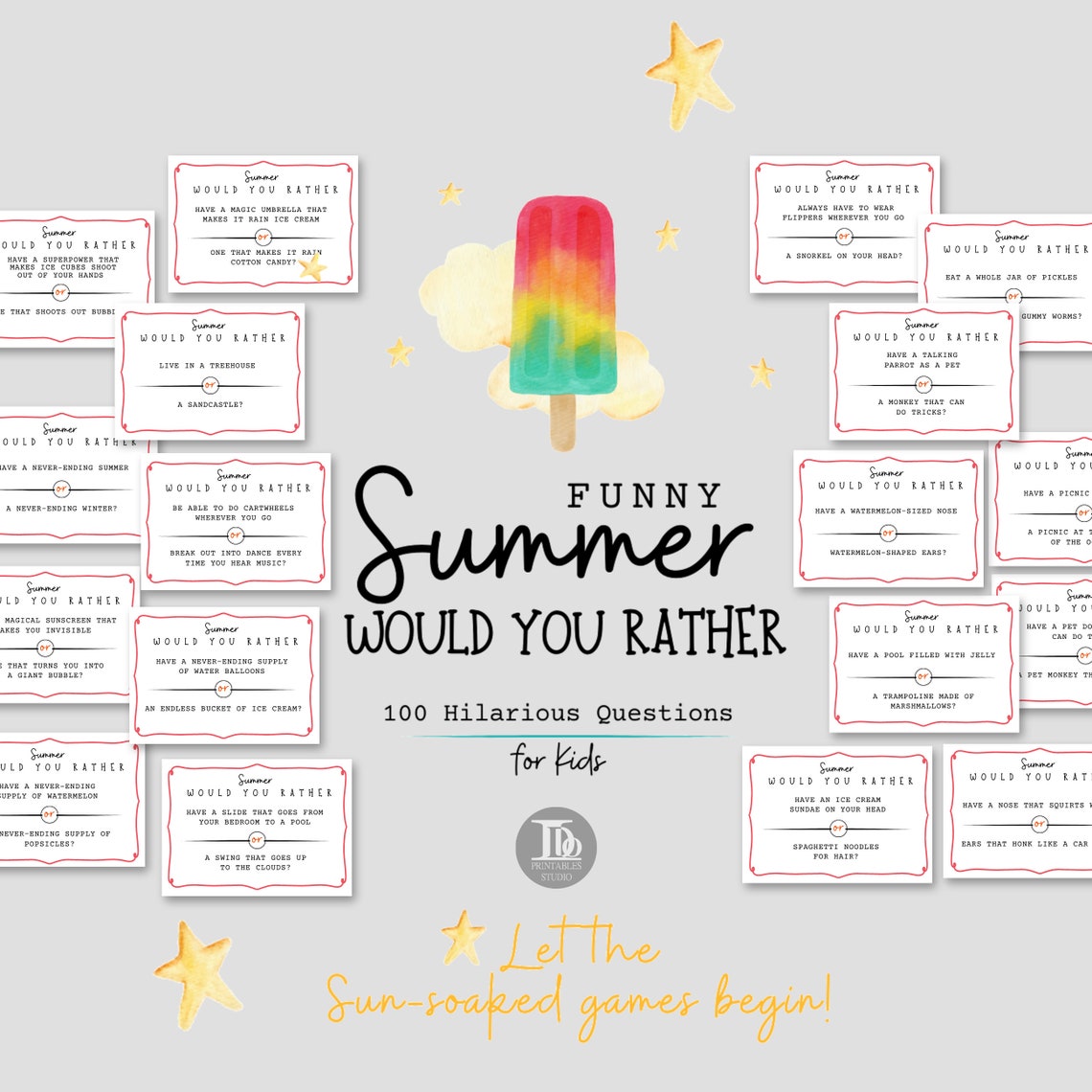 Summer Would You Rather Question Cards for Kids | Summer Holidays ...