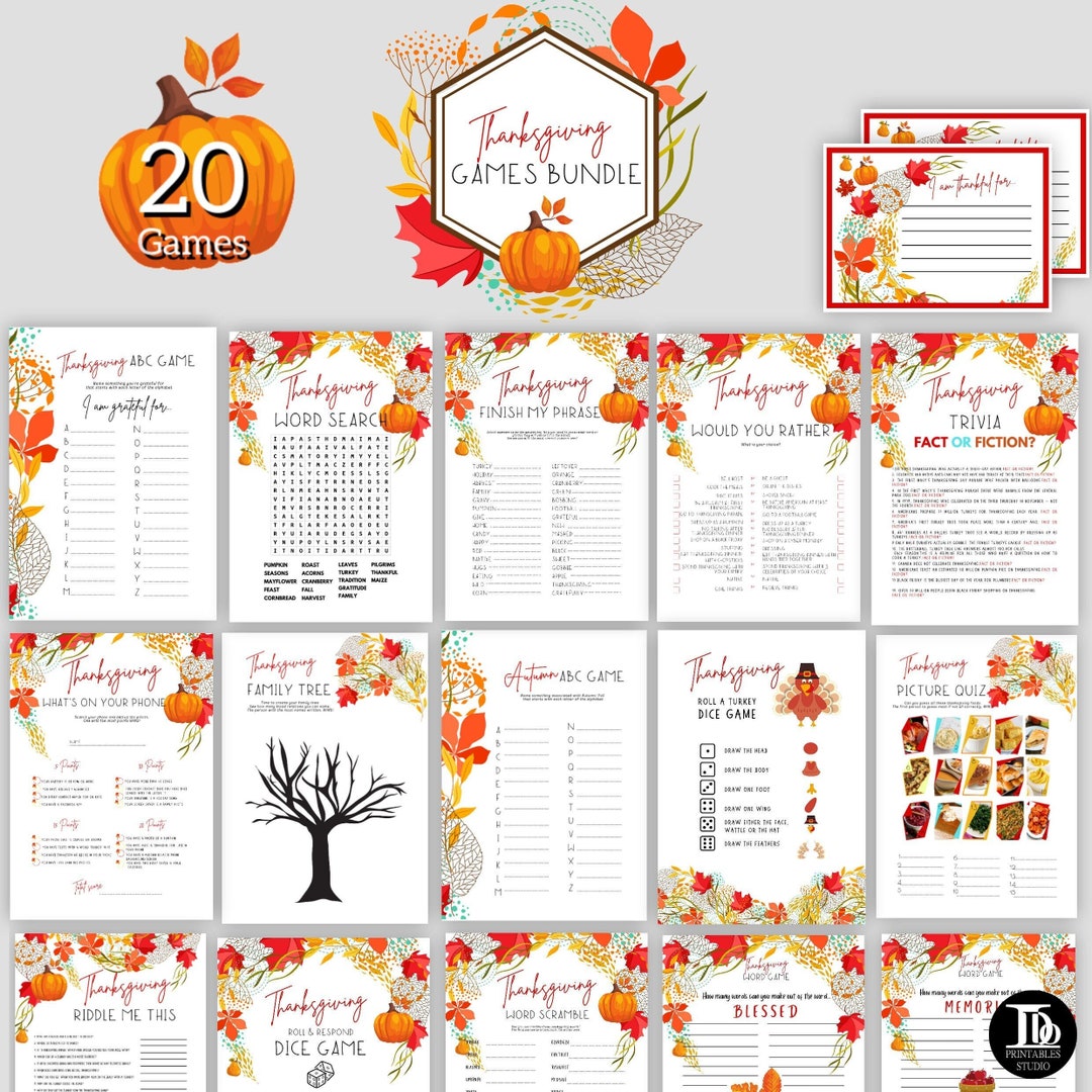 Ultimate Thanksgiving Games Bundle Fun Thanksgiving Party - Etsy