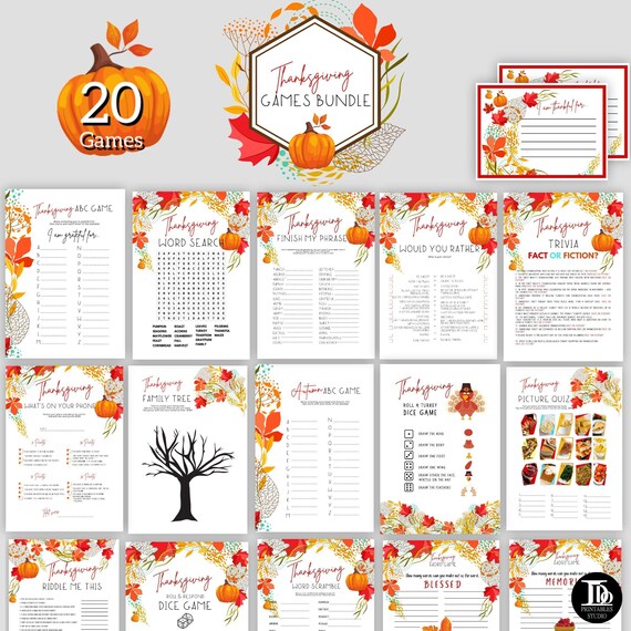 Ultimate Thanksgiving Games Bundle Fun Thanksgiving Party - Etsy