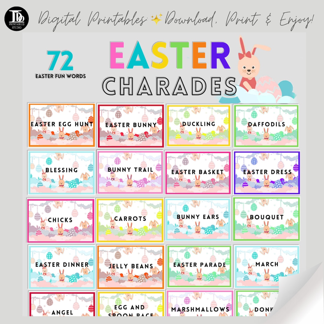 Easter Charades Game Cards / Easter Games / Easter Activity Cards ...