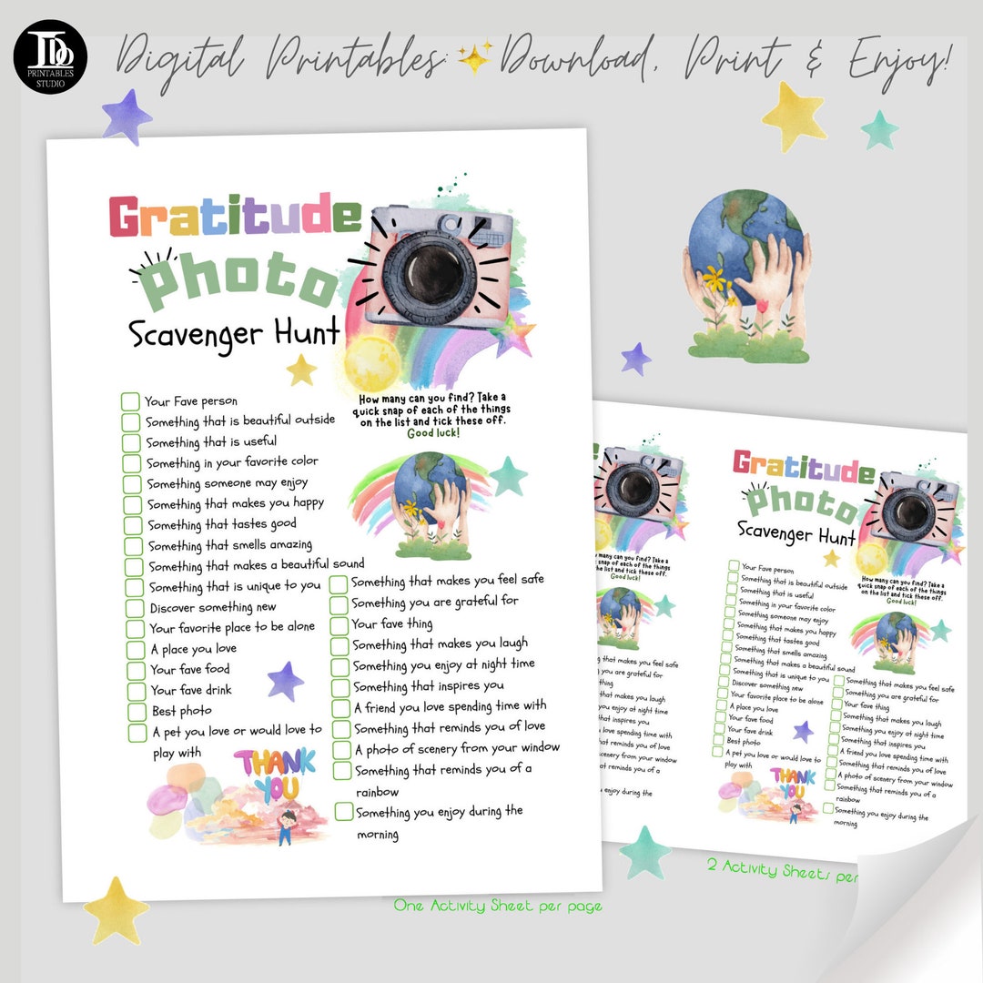 Gratitude Photo Scavenger Hunt | Treasure Hunt for Kids | Thanksgiving ...