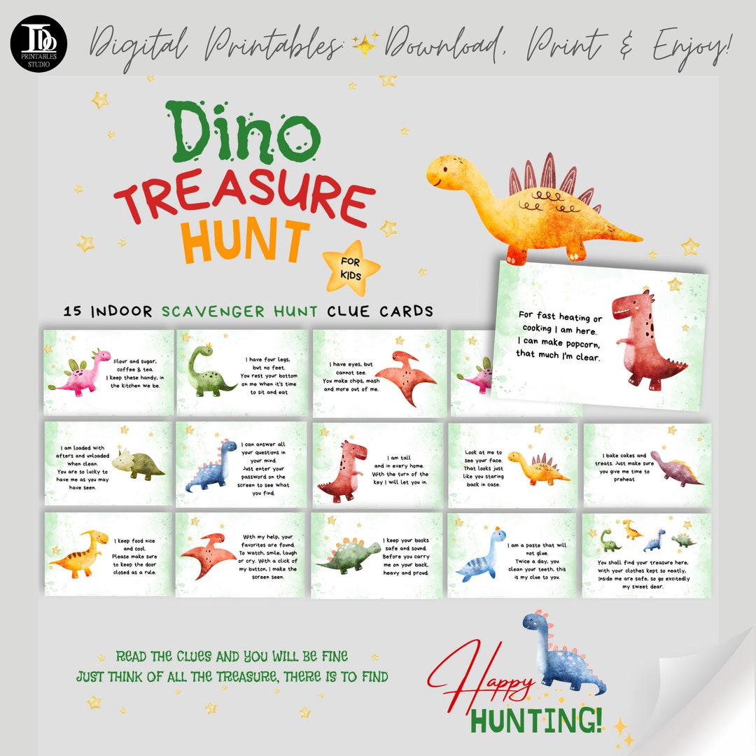 Dinosaur Treasure Hunt for Kids | Indoor Dino Party Activity Scavenger ...