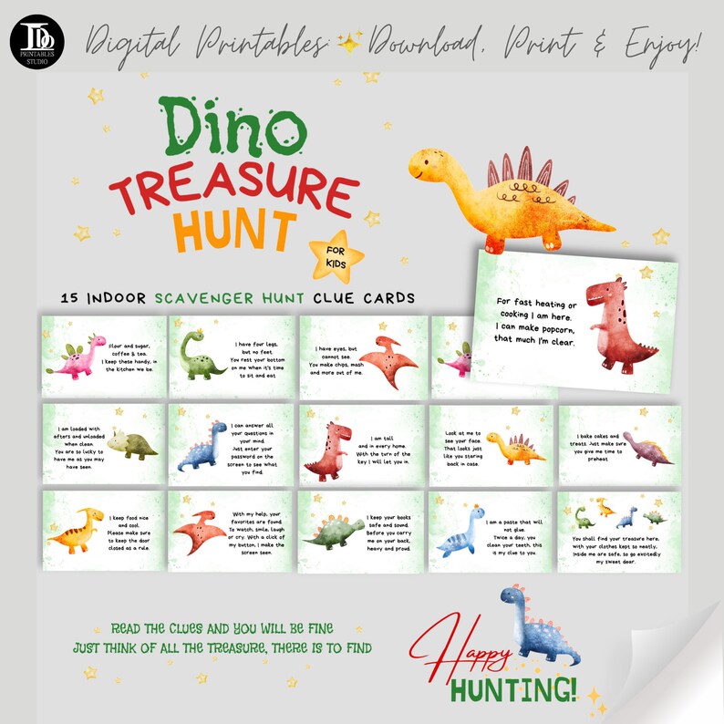 Dinosaur Treasure Hunt for Kids Indoor Dino Party Activity Scavenger ...