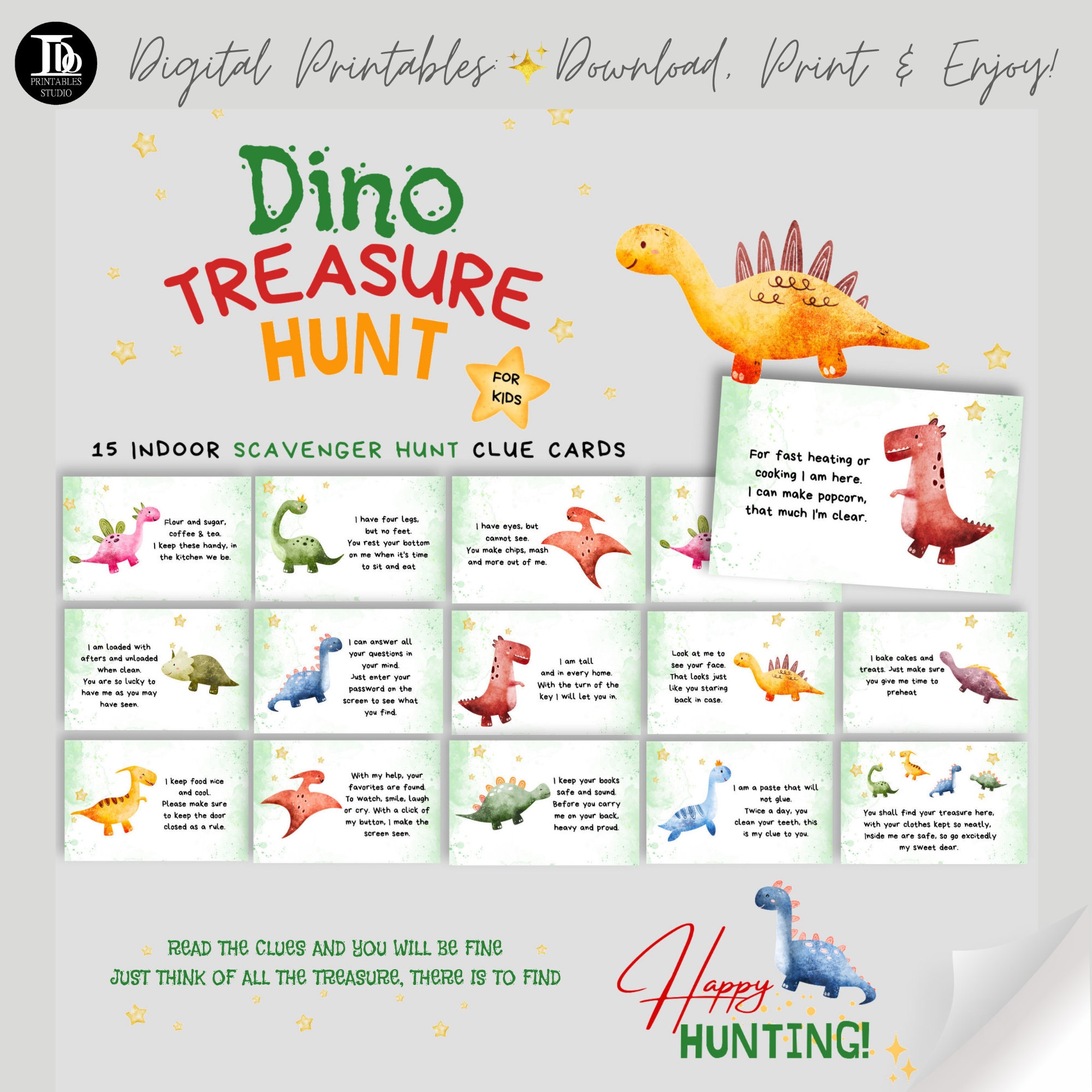 Dinosaur Treasure Hunt for Kids Indoor Dino Party Activity Scavenger ...