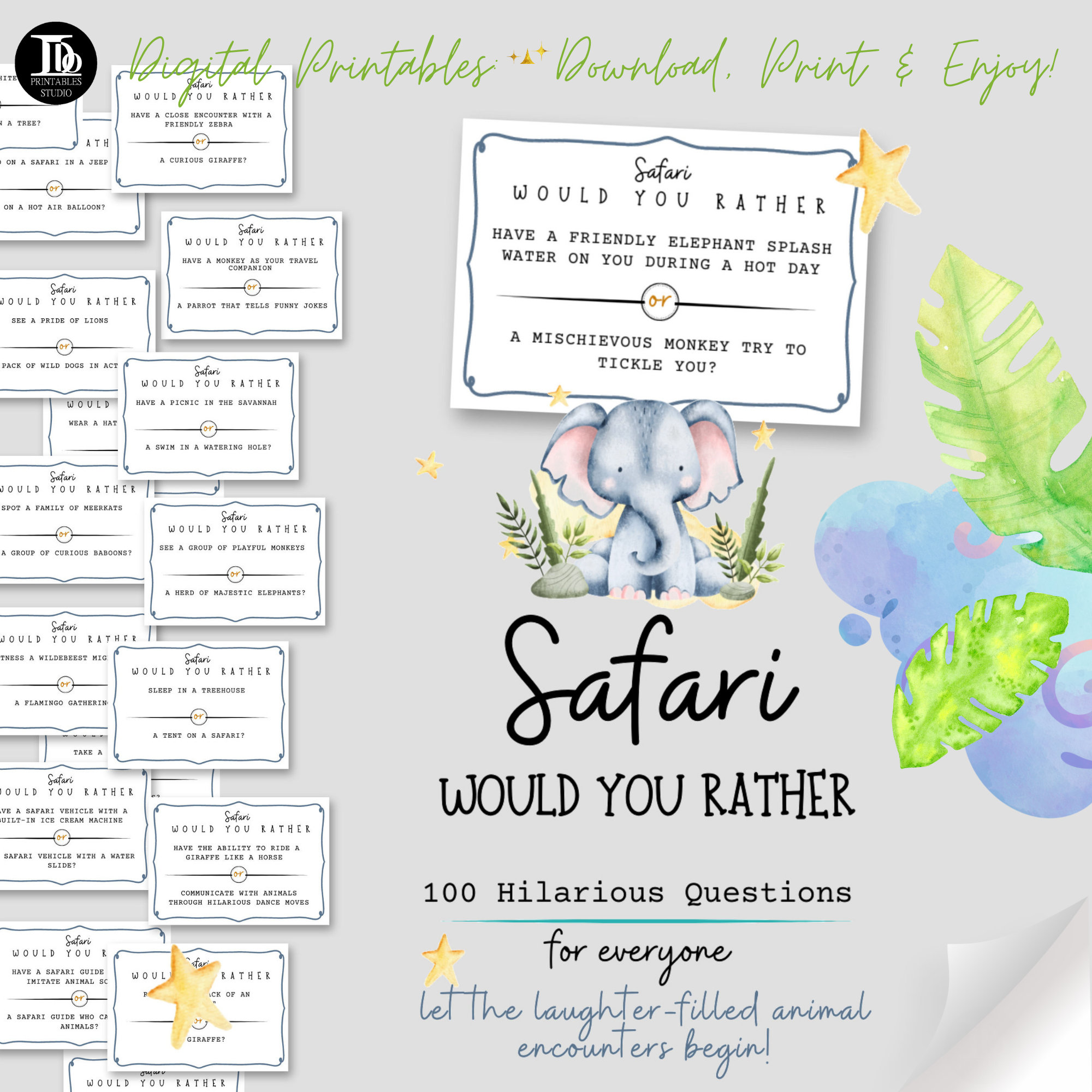 Safari Would You Rather Conversation Starters | Animal Party ...