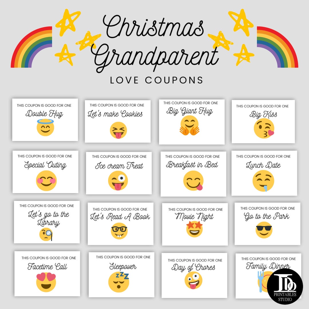 Printable Love Coupons for Grandparent / Christmas Gift for Grandparent ...