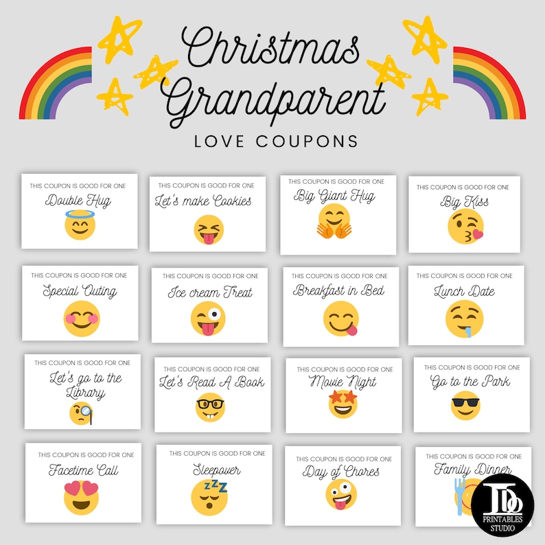 Printable Love Coupons for Grandparent / Christmas Gift for - Etsy