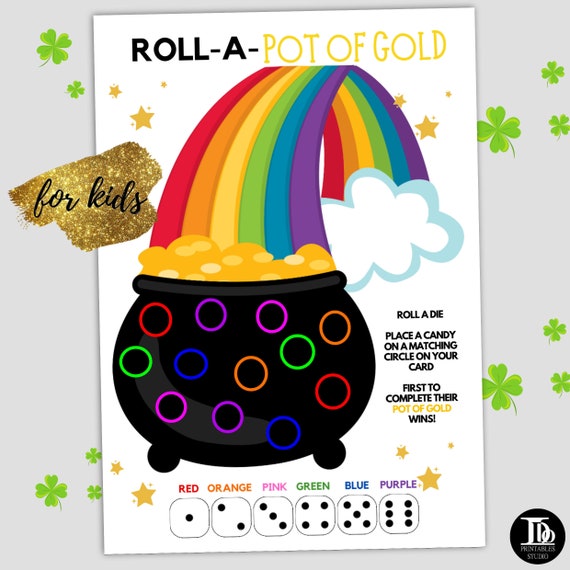 St Patrick's Day Kids Activity/ Roll a Pot of Gold | Etsy