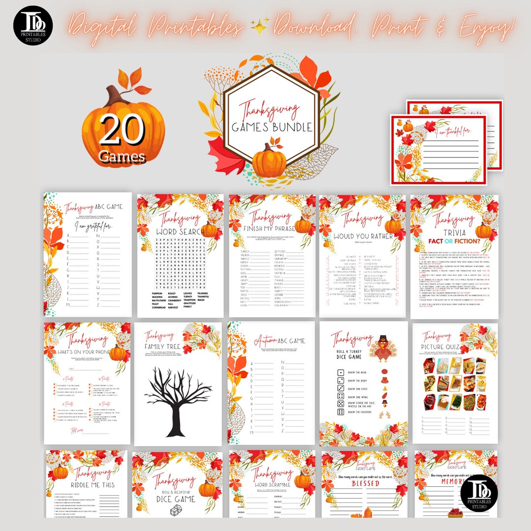 Ultimate Thanksgiving Games Bundle | Fun Thanksgiving Party Games ...